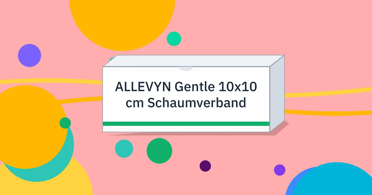 Symbolbild: Packung mit der Aufschrift ALLEVYN Gentle 10x10 cm Schaumverband (PZN 17830786) – Verfügbarkeit und Bezug in Apotheken in Frankfurt am Main