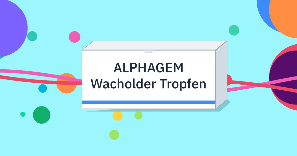 Symbolbild: Packung mit der Aufschrift ALPHAGEM Wacholder Tropfen (PZN 20297663) – Verfügbarkeit und Bezug in Apotheken in Frankfurt am Main