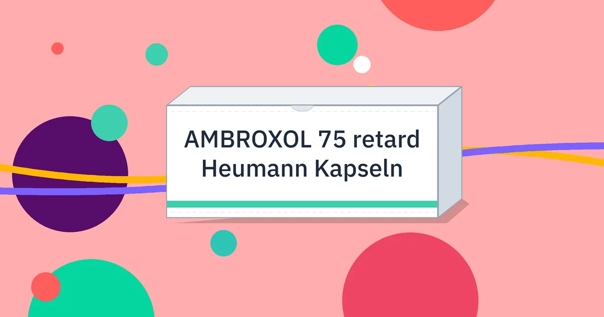 Symbolbild: Packung mit der Aufschrift AMBROXOL 75 retard Heumann Kapseln (PZN 03882147) – Verfügbarkeit und Bezug in Apotheken in Frankfurt am Main