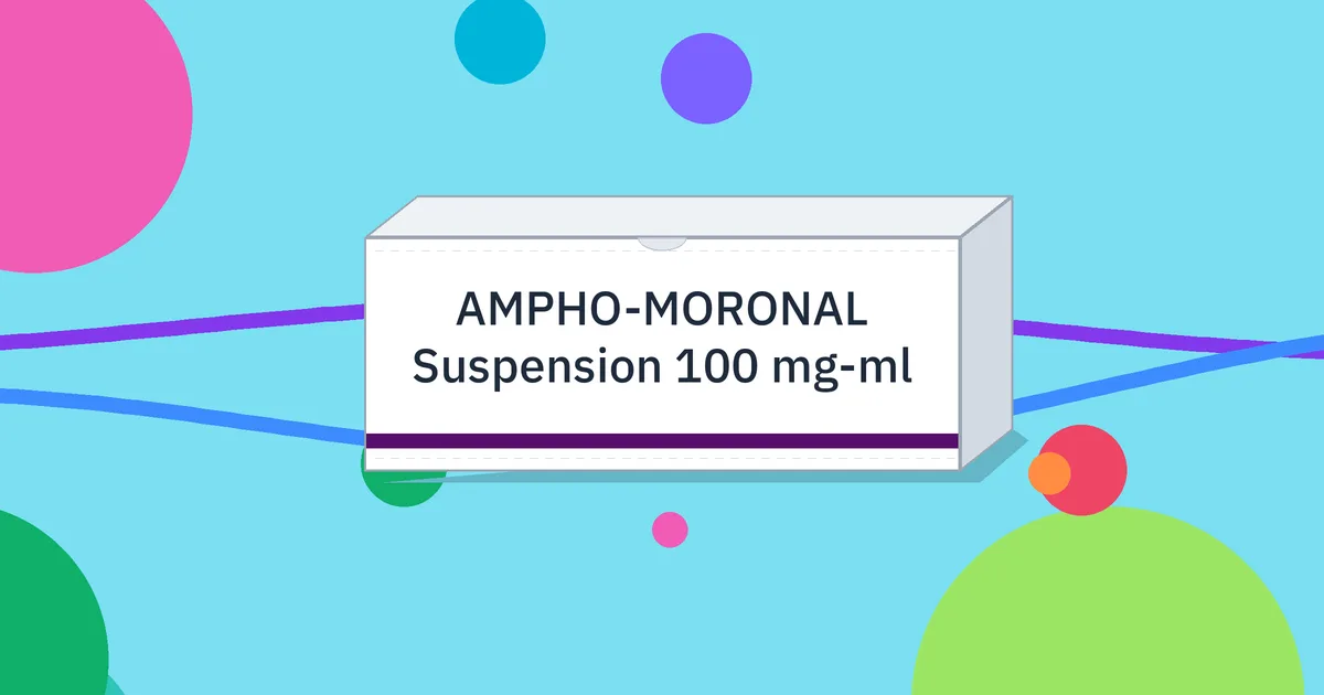 Symbolbild: Packung mit der Aufschrift AMPHO-MORONAL Suspension 100 mg-ml (PZN 06193974) – Verfügbarkeit und Bezug in Apotheken in Frankfurt am Main