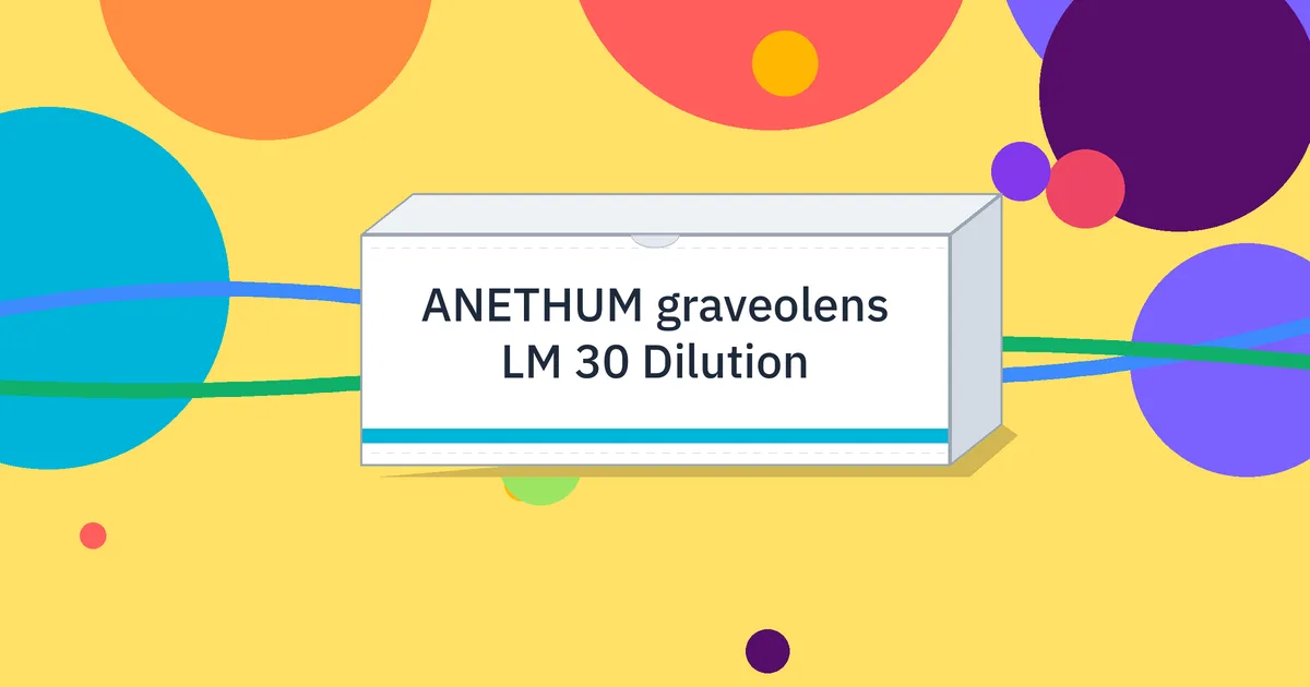 Symbolbild: Packung mit der Aufschrift ANETHUM graveolens LM 30 Dilution (PZN 16008334) – Verfügbarkeit und Bezug in Apotheken in Frankfurt am Main