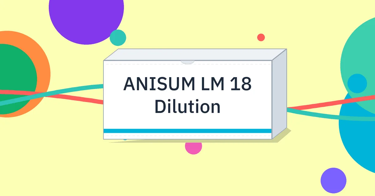 Symbolbild: Packung mit der Aufschrift ANISUM LM 18 Dilution (PZN 12762962) – Verfügbarkeit und Bezug in Apotheken in Frankfurt am Main
