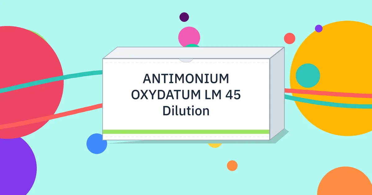 Symbolbild: Packung mit der Aufschrift ANTIMONIUM OXYDATUM LM 45 Dilution (PZN 13374883) – Verfügbarkeit und Bezug in Apotheken in Frankfurt am Main