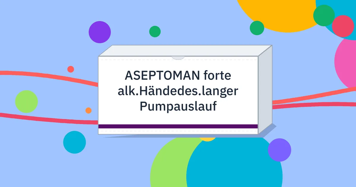 Symbolbild: Packung mit der Aufschrift ASEPTOMAN forte alk.Händedes.langer Pumpauslauf (PZN 20407761) – Verfügbarkeit und Bezug in Apotheken in Frankfurt am Main