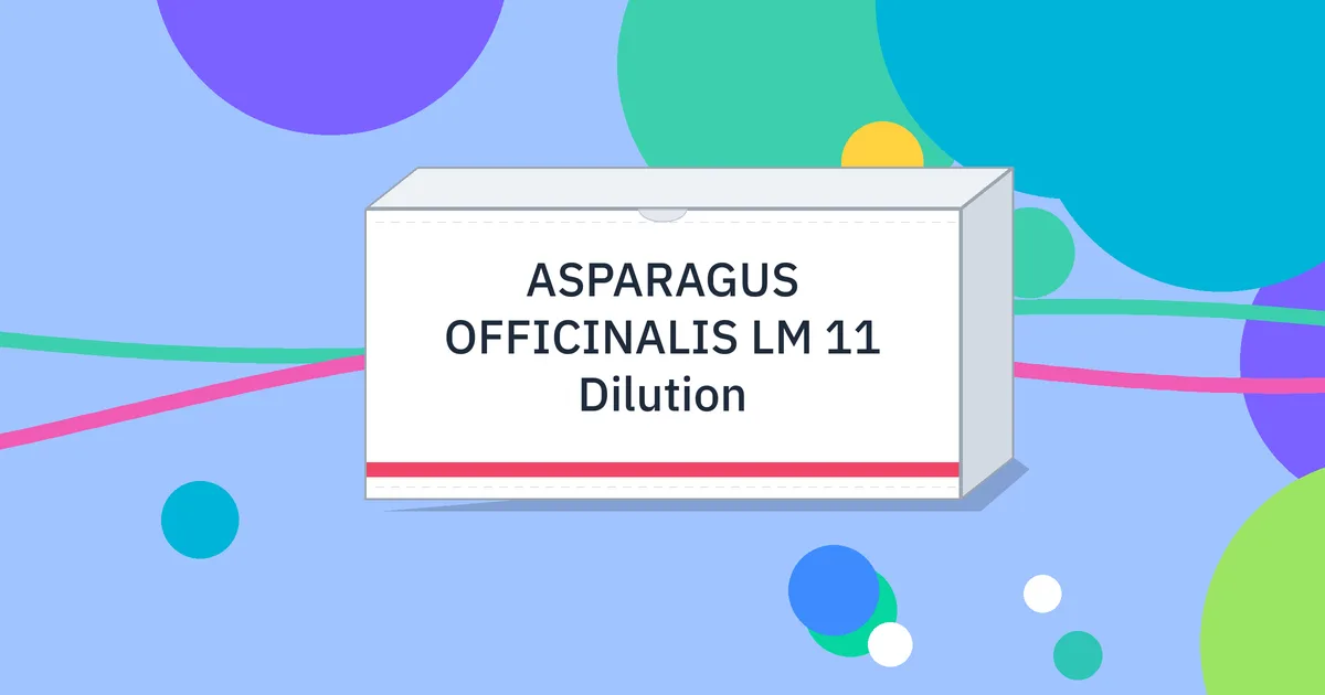 Symbolbild: Packung mit der Aufschrift ASPARAGUS OFFICINALIS LM 11 Dilution (PZN 13402823) – Verfügbarkeit und Bezug in Apotheken in Frankfurt am Main