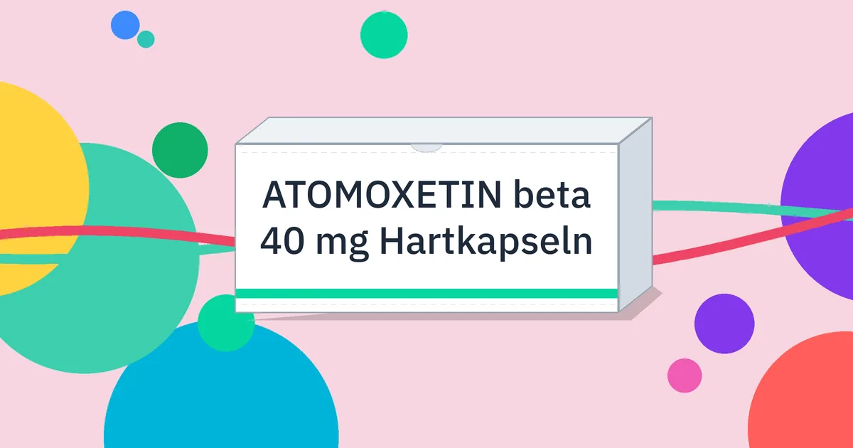 Symbolbild: Packung mit der Aufschrift ATOMOXETIN beta 40 mg Hartkapseln (PZN 14244154) – Verfügbarkeit und Bezug in Apotheken in Frankfurt am Main