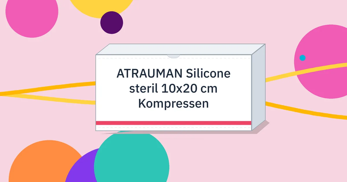 Symbolbild: Packung mit der Aufschrift ATRAUMAN Silicone steril 10x20 cm Kompressen (PZN 18127480) – Verfügbarkeit und Bezug in Apotheken in Frankfurt am Main