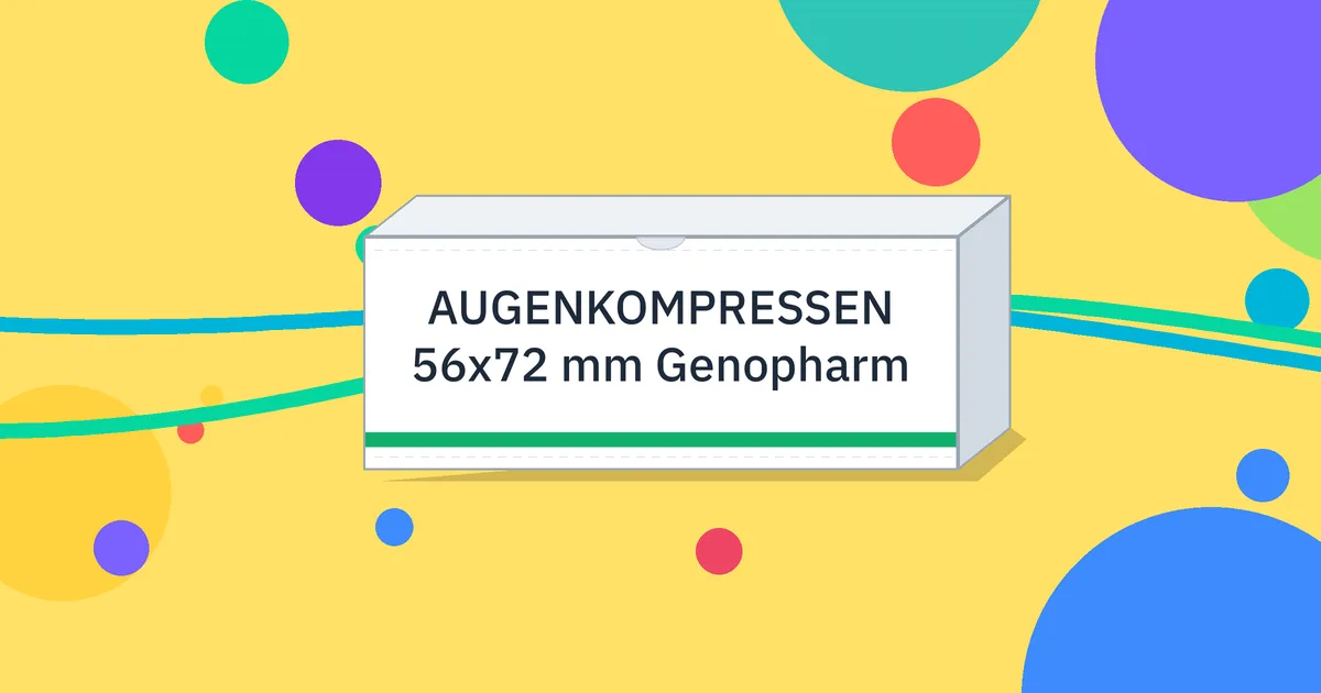 Symbolbild: Packung mit der Aufschrift AUGENKOMPRESSEN 56x72 mm Genopharm (PZN 02290025) – Verfügbarkeit und Bezug in Apotheken in Frankfurt am Main