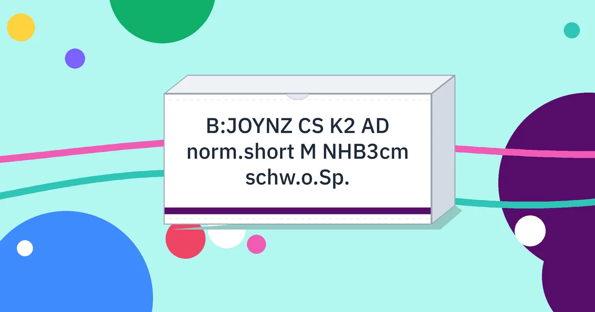 Symbolbild: Packung mit der Aufschrift B:JOYNZ CS K2 AD norm.short M NHB3cm schw.o.Sp. (PZN 20530409) – Verfügbarkeit und Bezug in Apotheken in Frankfurt am Main