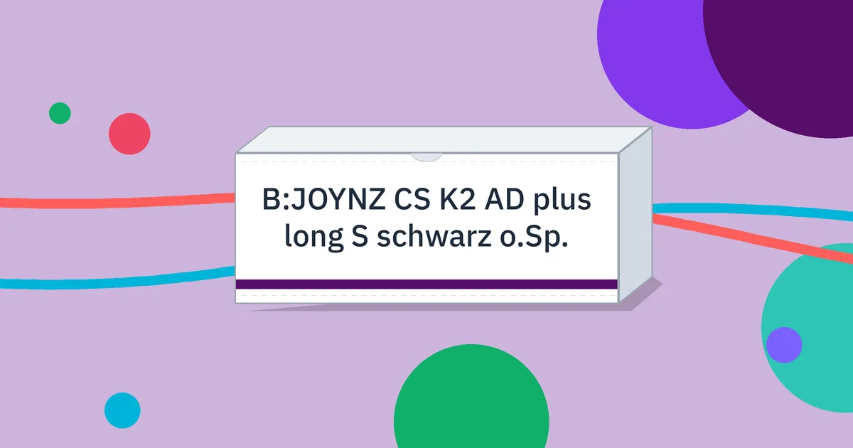 Symbolbild: Packung mit der Aufschrift B:JOYNZ CS K2 AD plus long S schwarz o.Sp. (PZN 20528938) – Verfügbarkeit und Bezug in Apotheken in Frankfurt am Main
