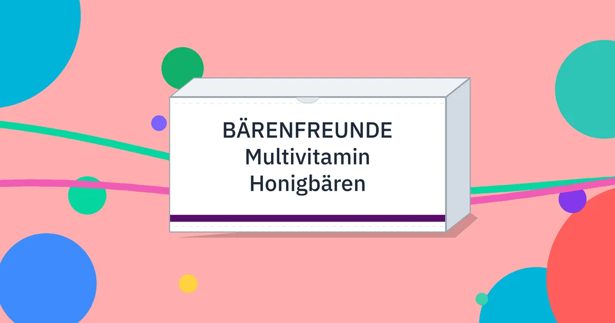 Symbolbild: Packung mit der Aufschrift BÄRENFREUNDE Multivitamin Honigbären (PZN 14296228) – Verfügbarkeit und Bezug in Apotheken in Frankfurt am Main