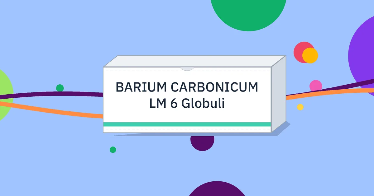Symbolbild: Packung mit der Aufschrift BARIUM CARBONICUM LM 6 Globuli (PZN 20785612) – Verfügbarkeit und Bezug in Apotheken in Frankfurt am Main