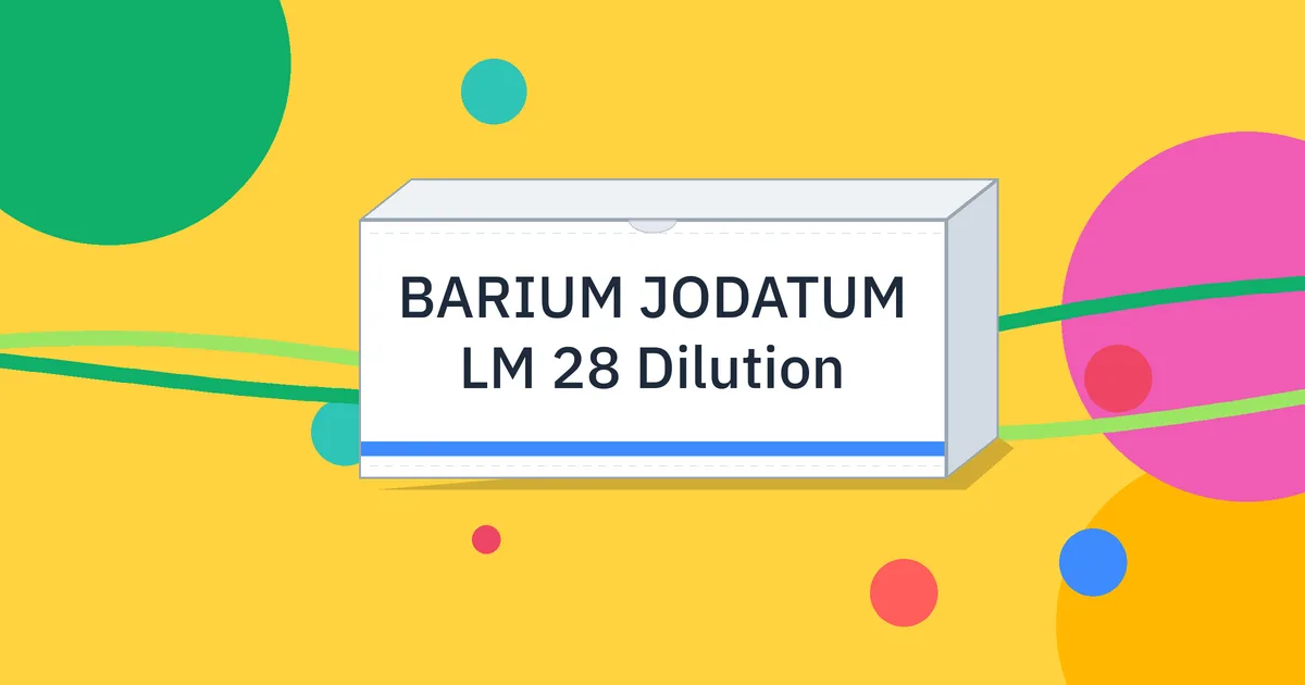 Symbolbild: Packung mit der Aufschrift BARIUM JODATUM LM 28 Dilution (PZN 12790059) – Verfügbarkeit und Bezug in Apotheken in Frankfurt am Main