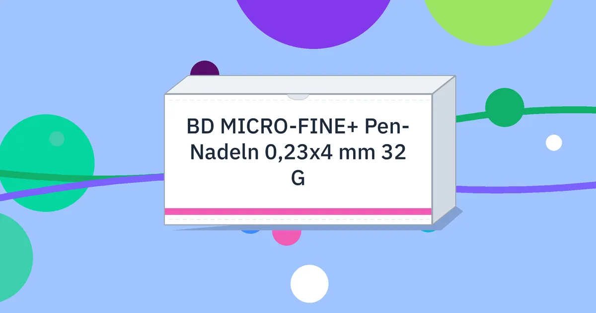 Symbolbild: Packung mit der Aufschrift BD MICRO-FINE+ Pen-Nadeln 0,23x4 mm 32 G (PZN 17819543) – Verfügbarkeit und Bezug in Apotheken in Frankfurt am Main