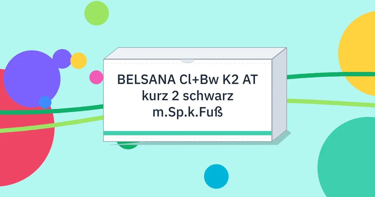 Symbolbild: Packung mit der Aufschrift BELSANA Cl+Bw K2 AT kurz 2 schwarz m.Sp.k.Fuß (PZN 12249259) – Verfügbarkeit und Bezug in Apotheken in Frankfurt am Main