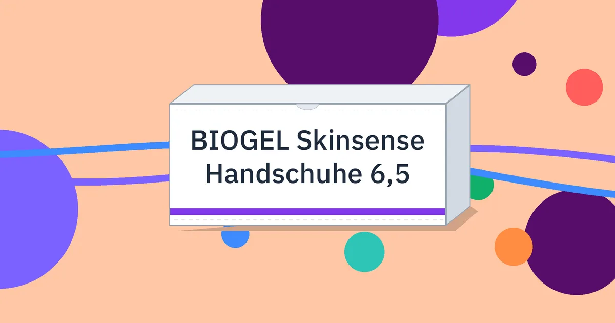 Symbolbild: Packung mit der Aufschrift BIOGEL Skinsense Handschuhe 6,5 (PZN 04702242) – Verfügbarkeit und Bezug in Apotheken in Frankfurt am Main