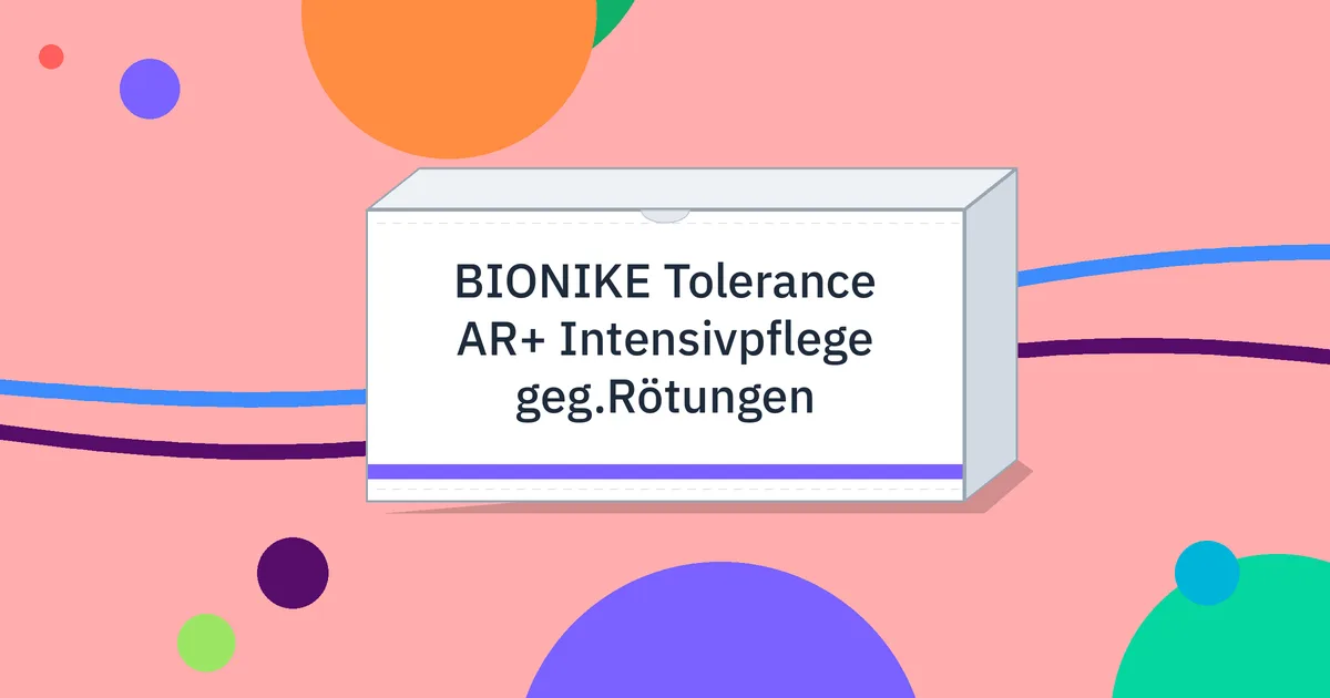 Symbolbild: Packung mit der Aufschrift BIONIKE Tolerance AR+ Intensivpflege geg.Rötungen (PZN 14371421) – Verfügbarkeit und Bezug in Apotheken in Frankfurt am Main