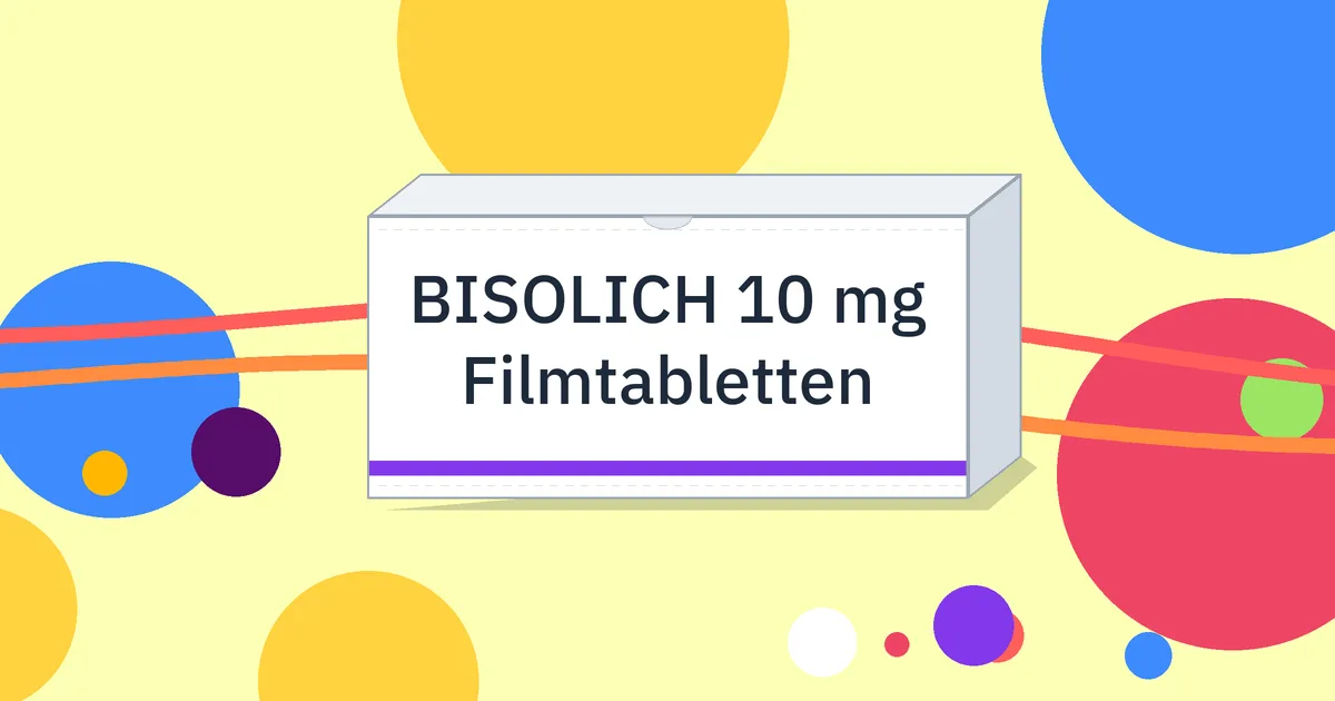 Symbolbild: Packung mit der Aufschrift BISOLICH 10 mg Filmtabletten (PZN 00992875) – Verfügbarkeit und Bezug in Apotheken in Frankfurt am Main