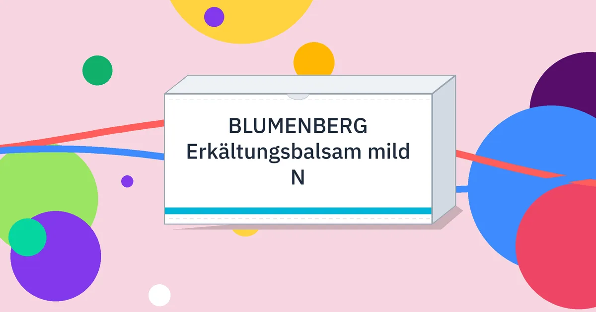 Symbolbild: Packung mit der Aufschrift BLUMENBERG Erkältungsbalsam mild N (PZN 20058680) – Verfügbarkeit und Bezug in Apotheken in Frankfurt am Main