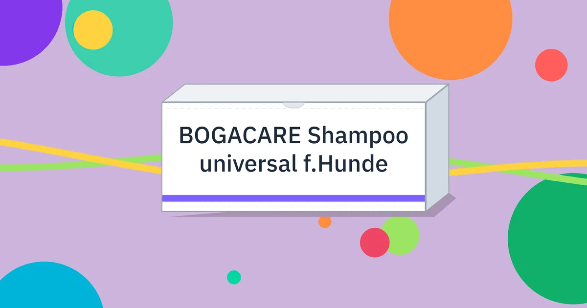 Symbolbild: Packung mit der Aufschrift BOGACARE Shampoo universal f.Hunde (PZN 17152760) – Verfügbarkeit und Bezug in Apotheken in Frankfurt am Main