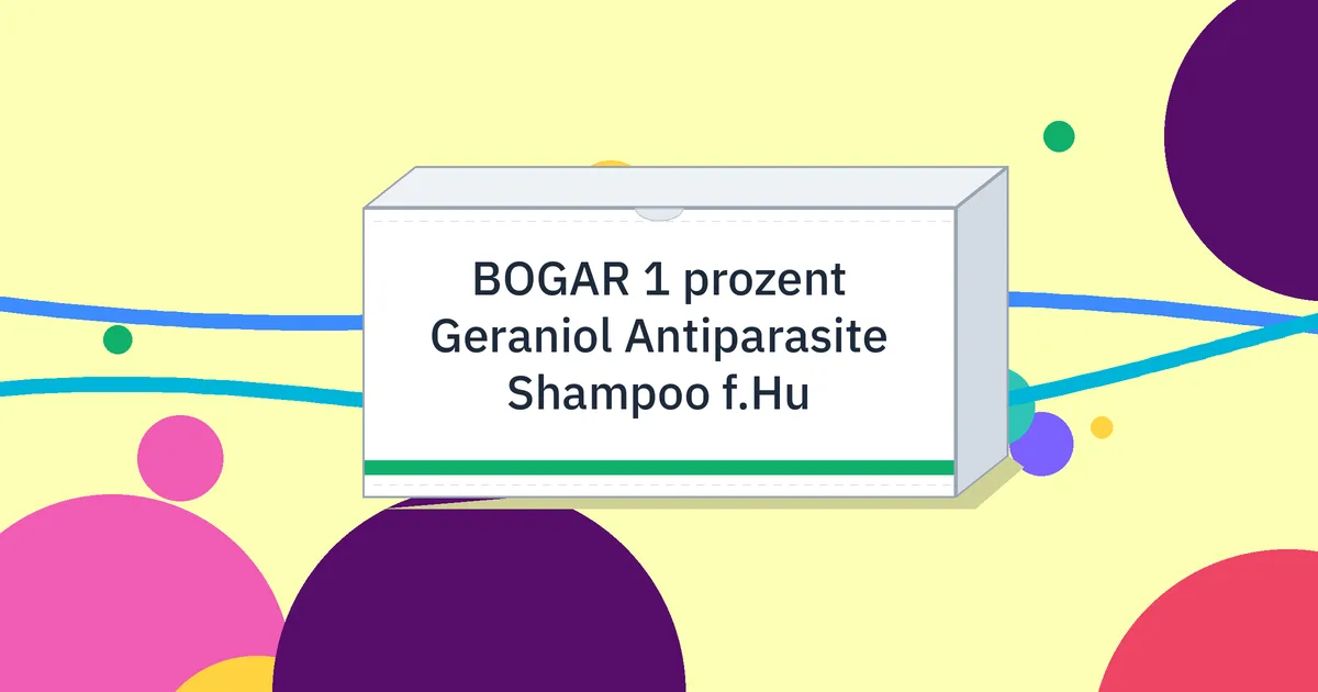 Symbolbild: Packung mit der Aufschrift BOGAR 1 prozent Geraniol Antiparasite Shampoo f.Hu (PZN 20629160) – Verfügbarkeit und Bezug in Apotheken in Frankfurt am Main