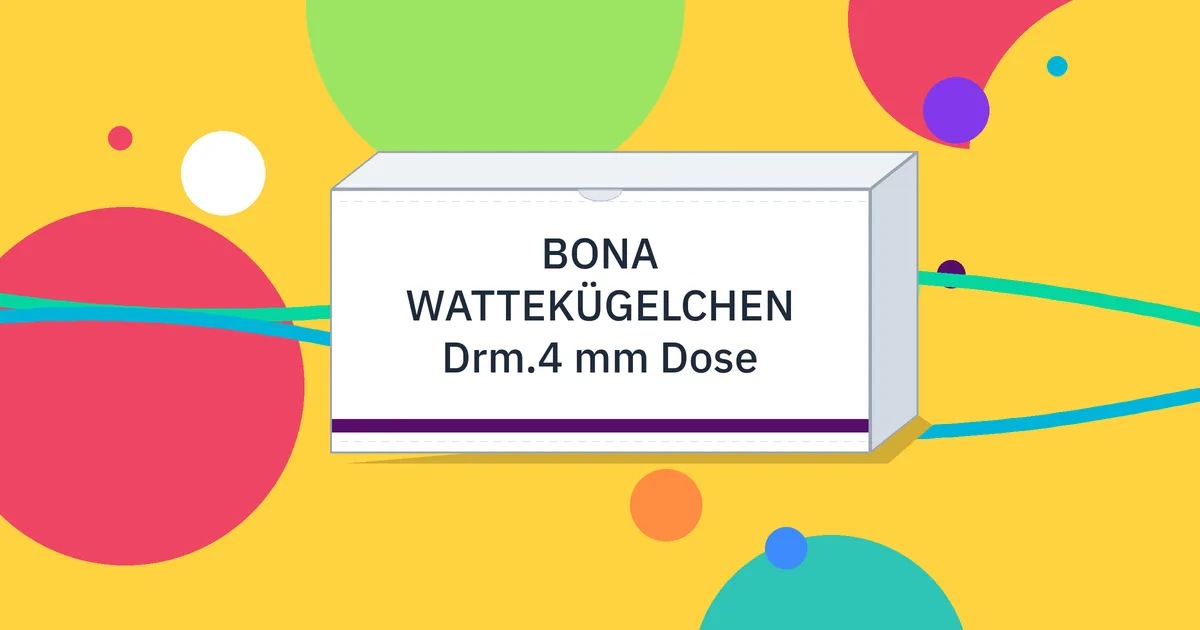 Symbolbild: Packung mit der Aufschrift BONA WATTEKÜGELCHEN Drm.4 mm Dose (PZN 05357238) – Verfügbarkeit und Bezug in Apotheken in Frankfurt am Main