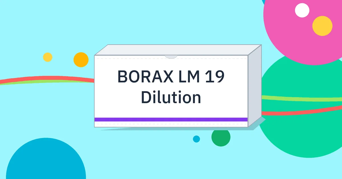 Symbolbild: Packung mit der Aufschrift BORAX LM 19 Dilution (PZN 12796211) – Verfügbarkeit und Bezug in Apotheken in Frankfurt am Main
