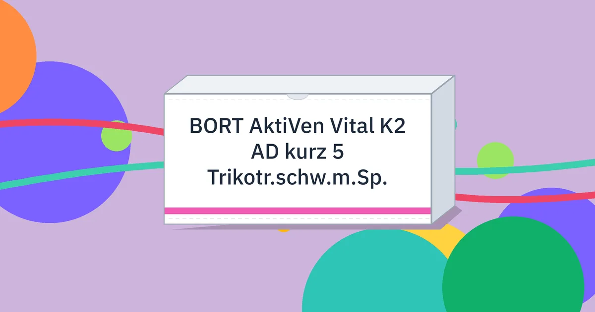 Symbolbild: Packung mit der Aufschrift BORT AktiVen Vital K2 AD kurz 5 Trikotr.schw.m.Sp. (PZN 12549872) – Verfügbarkeit und Bezug in Apotheken in Frankfurt am Main