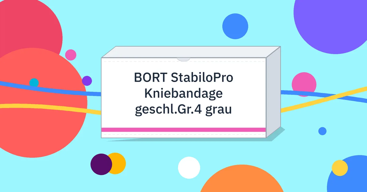 Symbolbild: Packung mit der Aufschrift BORT StabiloPro Kniebandage geschl.Gr.4 grau (PZN 15256745) – Verfügbarkeit und Bezug in Apotheken in Frankfurt am Main