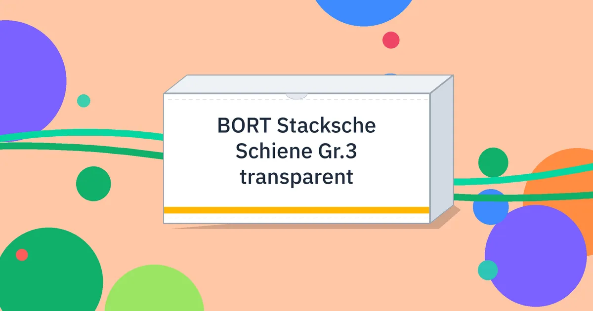 Symbolbild: Packung mit der Aufschrift BORT Stacksche Schiene Gr.3 transparent (PZN 02736403) – Verfügbarkeit und Bezug in Apotheken in Frankfurt am Main