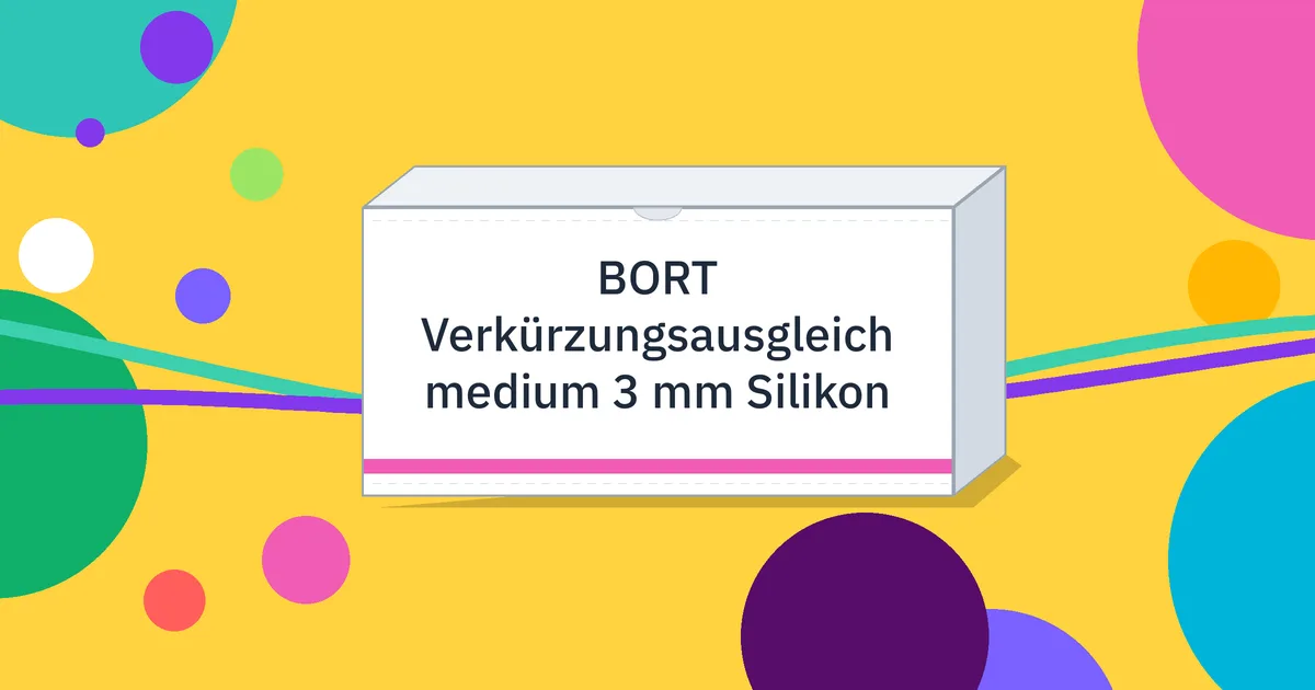 Symbolbild: Packung mit der Aufschrift BORT Verkürzungsausgleich medium 3 mm Silikon (PZN 01795384) – Verfügbarkeit und Bezug in Apotheken in Frankfurt am Main