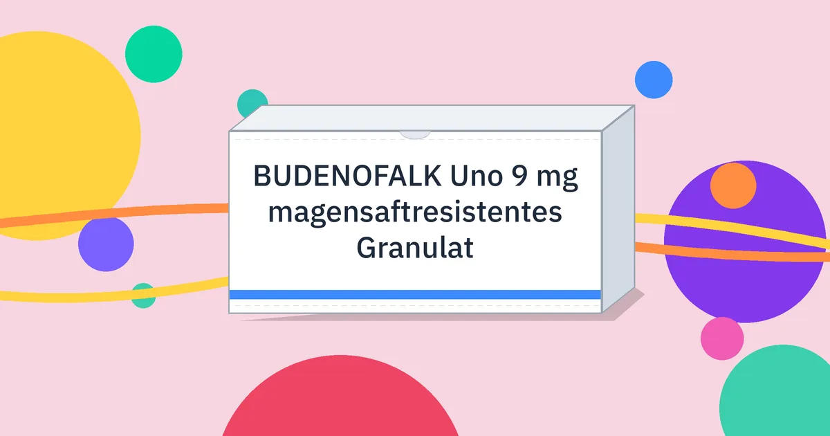 Symbolbild: Packung mit der Aufschrift BUDENOFALK Uno 9 mg magensaftresistentes Granulat (PZN 16036603) – Verfügbarkeit und Bezug in Apotheken in Frankfurt am Main