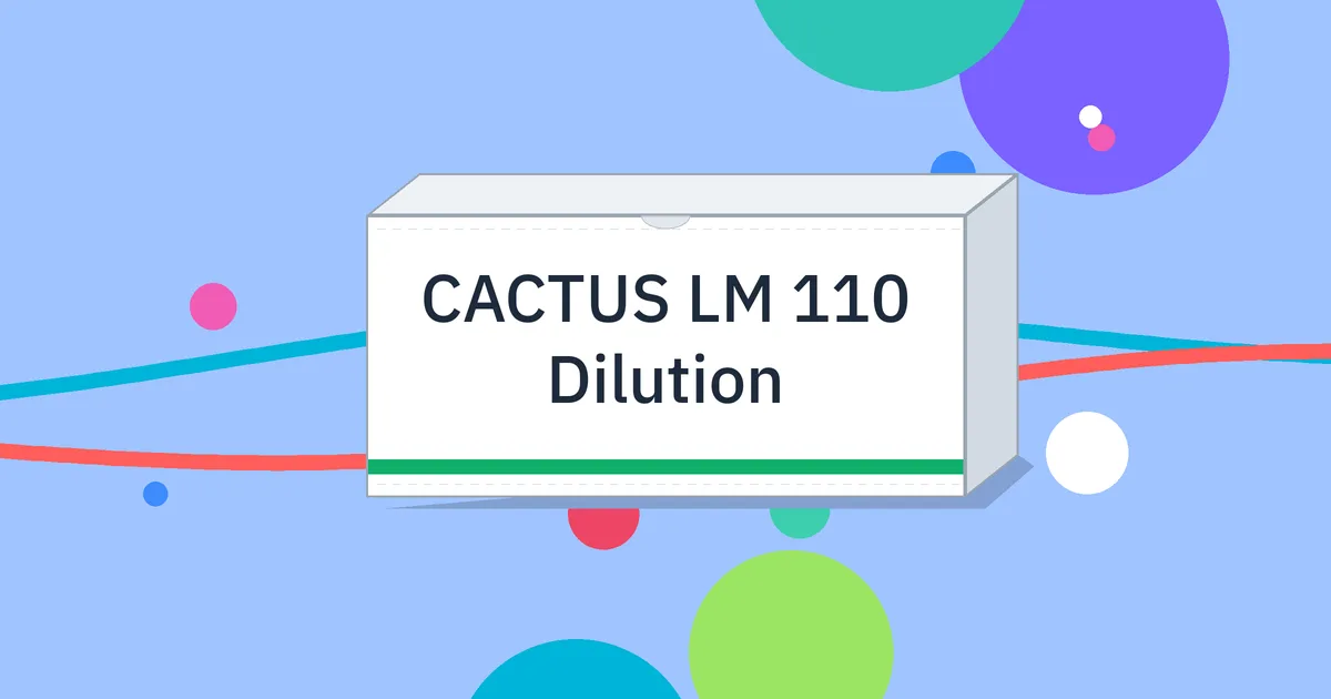 Symbolbild: Packung mit der Aufschrift CACTUS LM 110 Dilution (PZN 12797682) – Verfügbarkeit und Bezug in Apotheken in Frankfurt am Main