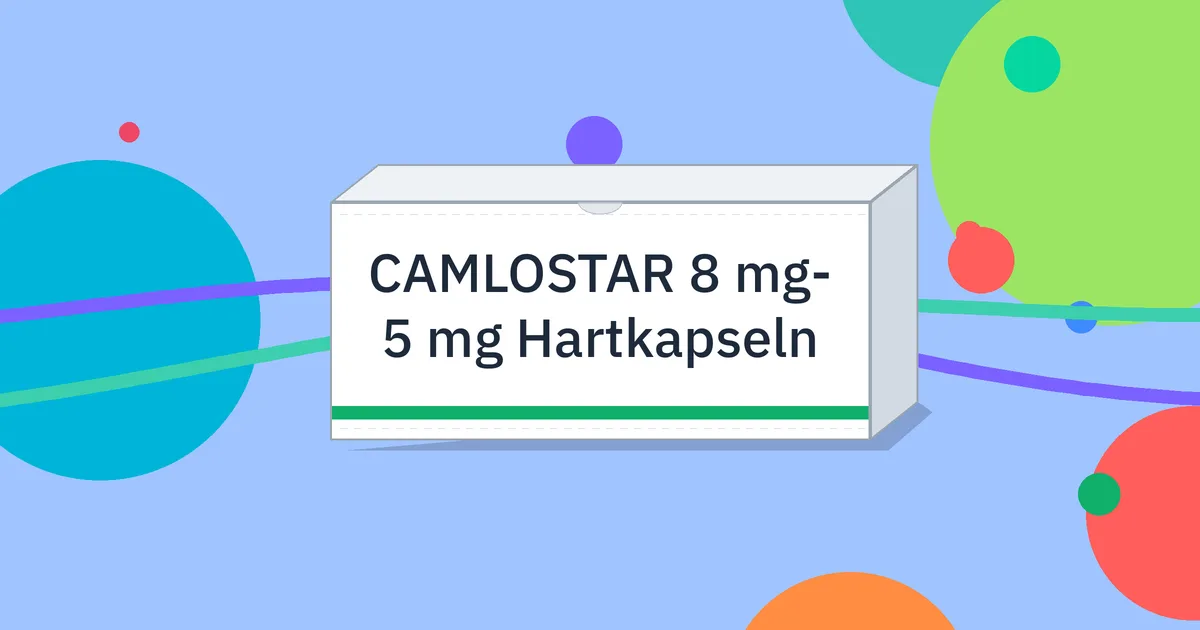 Symbolbild: Packung mit der Aufschrift CAMLOSTAR 8 mg-5 mg Hartkapseln (PZN 18841444) – Verfügbarkeit und Bezug in Apotheken in Frankfurt am Main