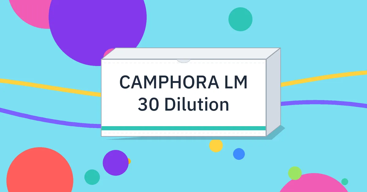 Symbolbild: Packung mit der Aufschrift CAMPHORA LM 30 Dilution (PZN 12807972) – Verfügbarkeit und Bezug in Apotheken in Frankfurt am Main