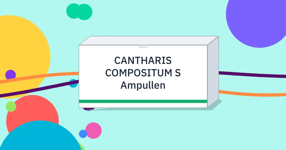 Symbolbild: Packung mit der Aufschrift CANTHARIS COMPOSITUM S Ampullen (PZN 04312475) – Verfügbarkeit und Bezug in Apotheken in Frankfurt am Main