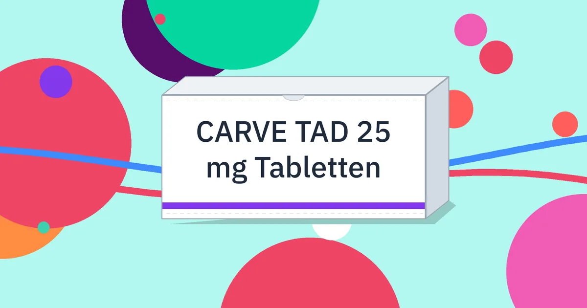 Symbolbild: Packung mit der Aufschrift CARVE TAD 25 mg Tabletten (PZN 00014700) – Verfügbarkeit und Bezug in Apotheken in Frankfurt am Main