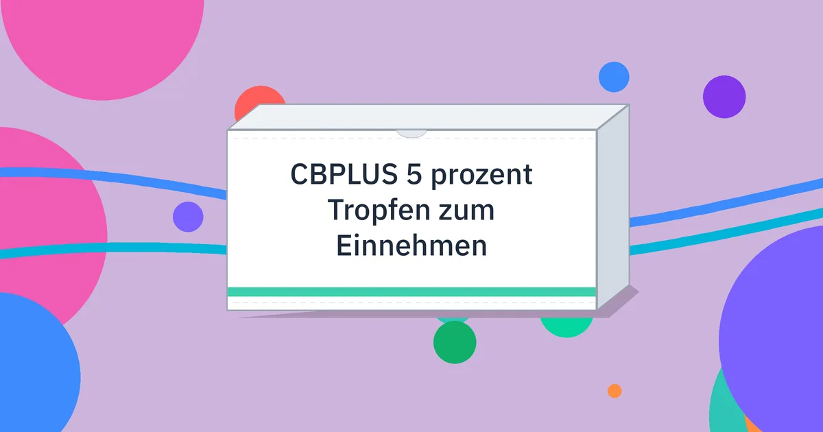 Symbolbild: Packung mit der Aufschrift CBPLUS 5 prozent Tropfen zum Einnehmen (PZN 18427294) – Verfügbarkeit und Bezug in Apotheken in Frankfurt am Main