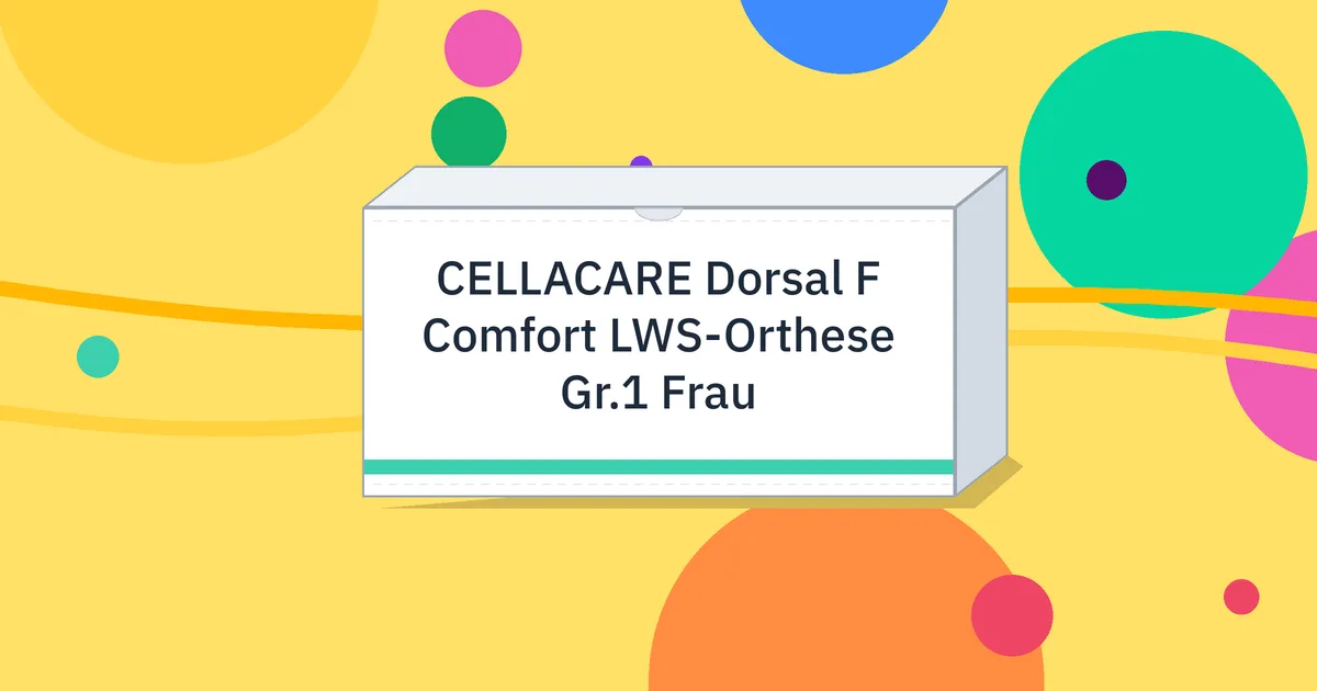 Symbolbild: Packung mit der Aufschrift CELLACARE Dorsal F Comfort LWS-Orthese Gr.1 Frau (PZN 14253182) – Verfügbarkeit und Bezug in Apotheken in Frankfurt am Main