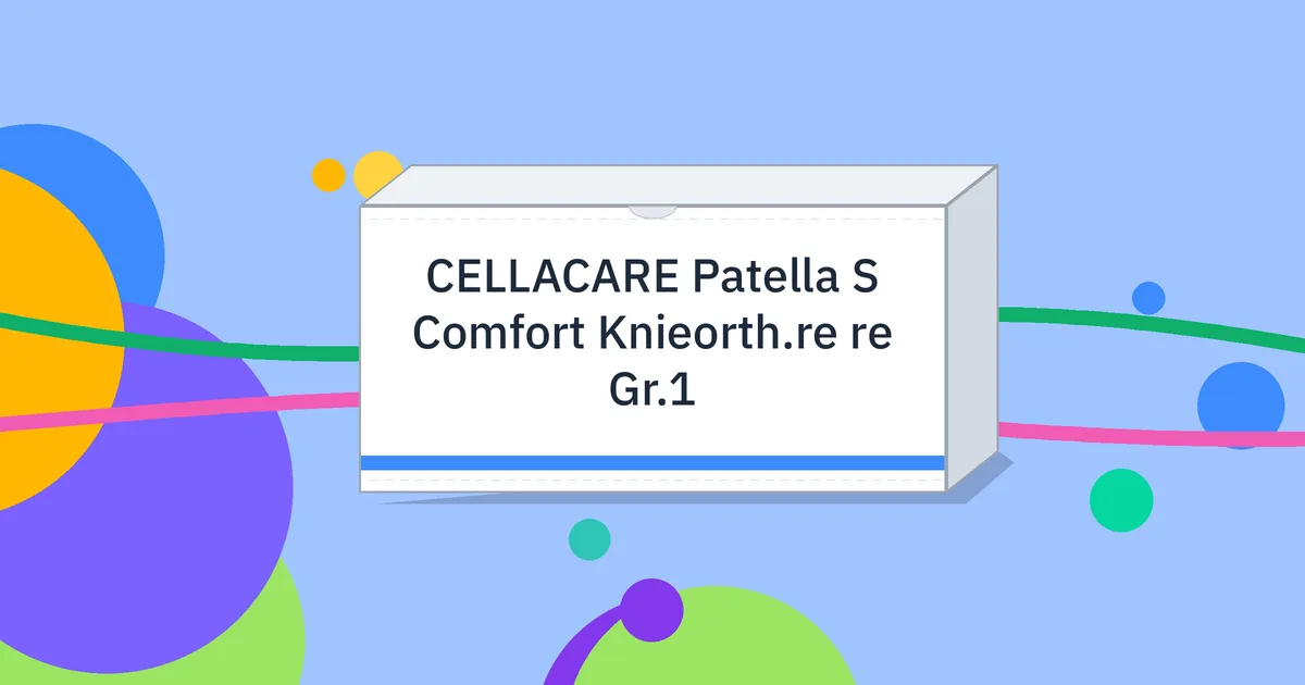 Symbolbild: Packung mit der Aufschrift CELLACARE Patella S Comfort Knieorth.re re Gr.1 (PZN 19251176) – Verfügbarkeit und Bezug in Apotheken in Frankfurt am Main