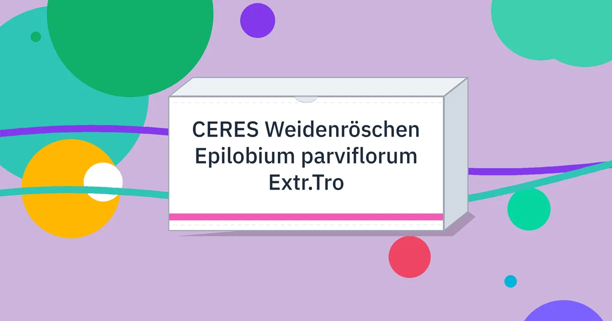 Symbolbild: Packung mit der Aufschrift CERES Weidenröschen Epilobium parviflorum Extr.Tro (PZN 19209211) – Verfügbarkeit und Bezug in Apotheken in Frankfurt am Main