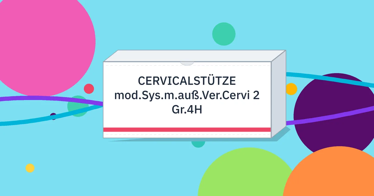 Symbolbild: Packung mit der Aufschrift CERVICALSTÜTZE mod.Sys.m.auß.Ver.Cervi 2 Gr.4H (PZN 05043304) – Verfügbarkeit und Bezug in Apotheken in Frankfurt am Main