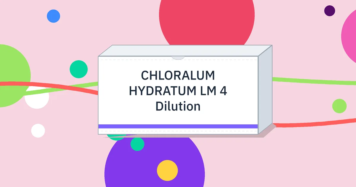 Symbolbild: Packung mit der Aufschrift CHLORALUM HYDRATUM LM 4 Dilution (PZN 13443963) – Verfügbarkeit und Bezug in Apotheken in Frankfurt am Main