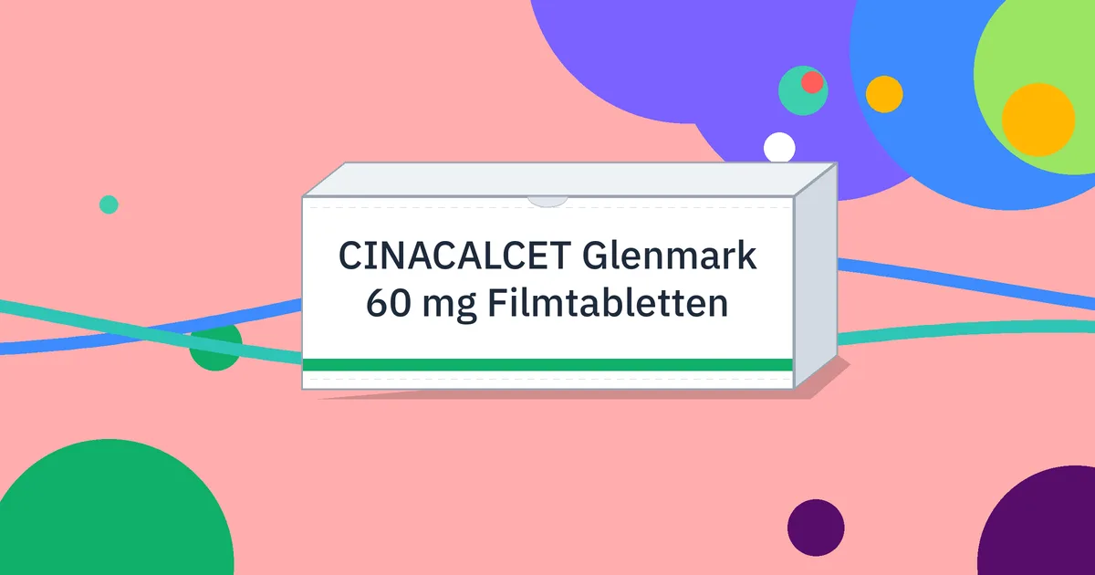 Symbolbild: Packung mit der Aufschrift CINACALCET Glenmark 60 mg Filmtabletten (PZN 16038944) – Verfügbarkeit und Bezug in Apotheken in Frankfurt am Main