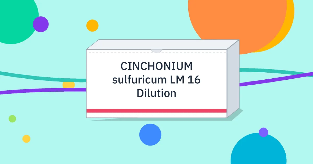 Symbolbild: Packung mit der Aufschrift CINCHONIUM sulfuricum LM 16 Dilution (PZN 13446453) – Verfügbarkeit und Bezug in Apotheken in Frankfurt am Main