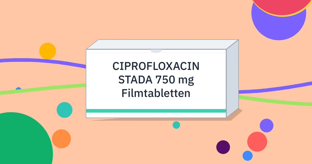 Symbolbild: Packung mit der Aufschrift CIPROFLOXACIN STADA 750 mg Filmtabletten (PZN 01592876) – Verfügbarkeit und Bezug in Apotheken in Frankfurt am Main