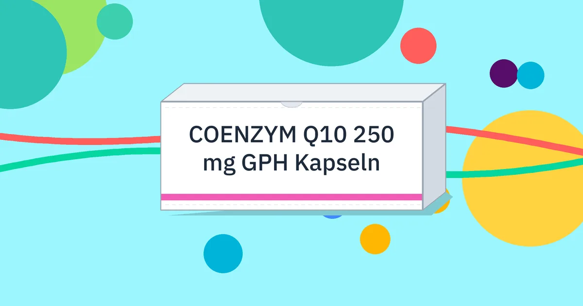Symbolbild: Packung mit der Aufschrift COENZYM Q10 250 mg GPH Kapseln (PZN 02683210) – Verfügbarkeit und Bezug in Apotheken in Frankfurt am Main
