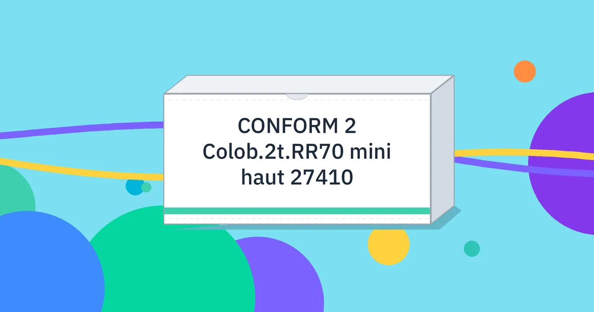 Symbolbild: Packung mit der Aufschrift CONFORM 2 Colob.2t.RR70 mini haut 27410 (PZN 00733487) – Verfügbarkeit und Bezug in Apotheken in Frankfurt am Main