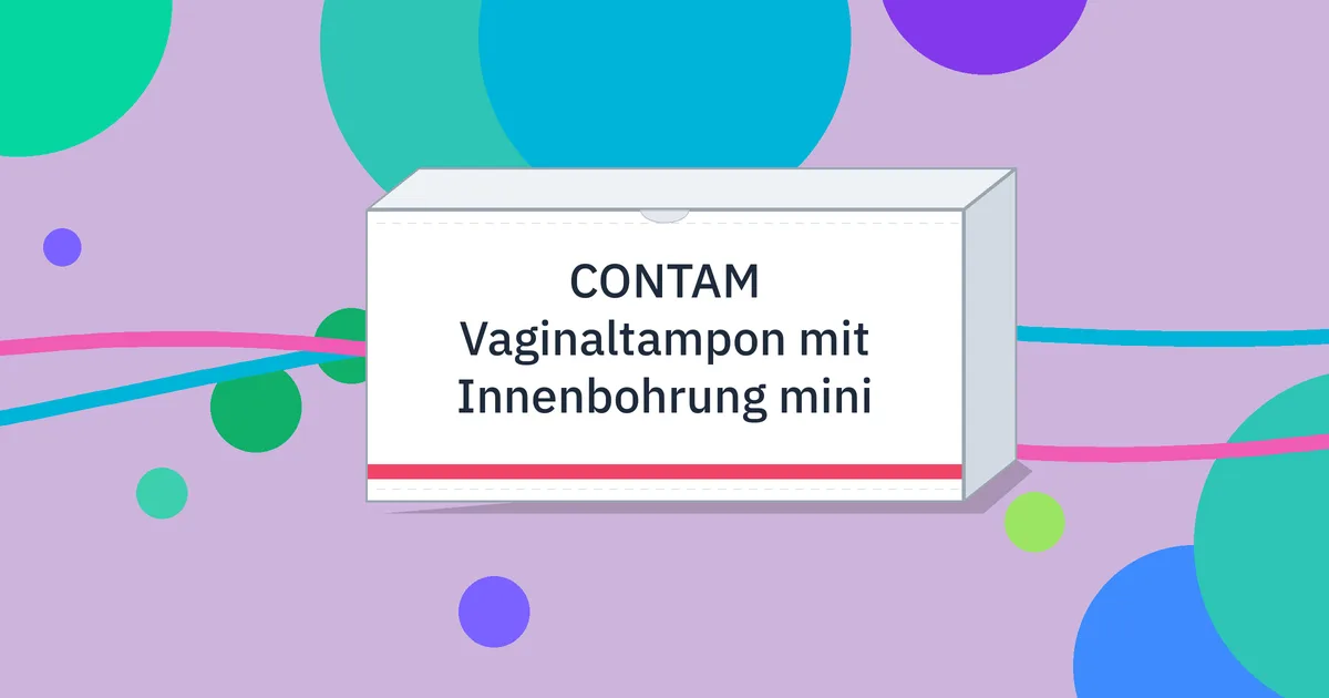 Symbolbild: Packung mit der Aufschrift CONTAM Vaginaltampon mit Innenbohrung mini (PZN 14022264) – Verfügbarkeit und Bezug in Apotheken in Frankfurt am Main