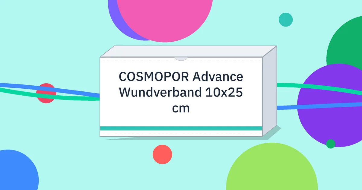 Symbolbild: Packung mit der Aufschrift COSMOPOR Advance Wundverband 10x25 cm (PZN 19520251) – Verfügbarkeit und Bezug in Apotheken in Frankfurt am Main